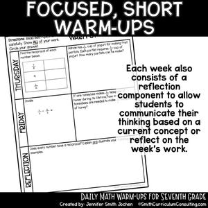 7th Grade Math Warm-ups: First Quarter - Daily Review - Etsy