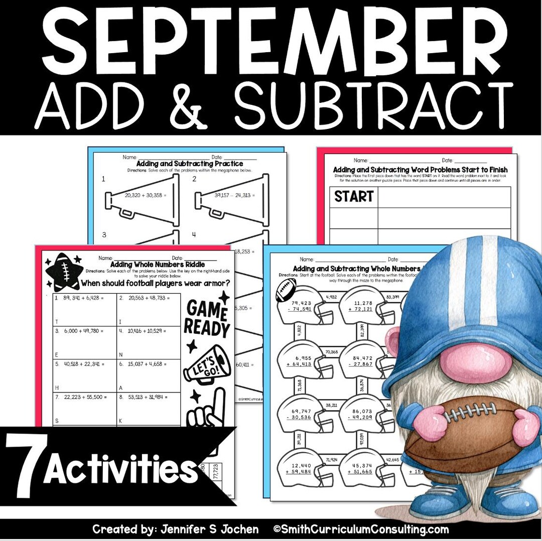 4th-5th Grade Addition & Subtraction Practice Worksheets: Low-prep Math ...