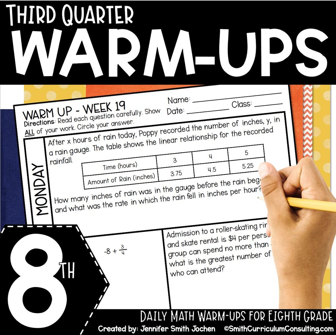 8th Grade Math Warm Ups - Third Quarter Daily Bell Ringers Bellwork - Etsy