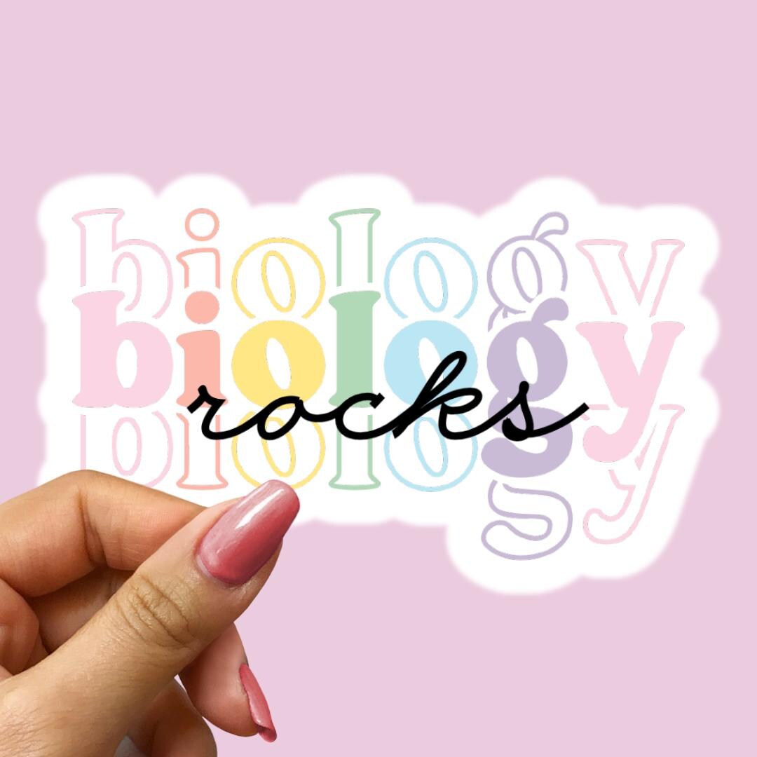 Biology Teacher Stickers Pastel Rainbow Decals, Teacher Appreciation ...