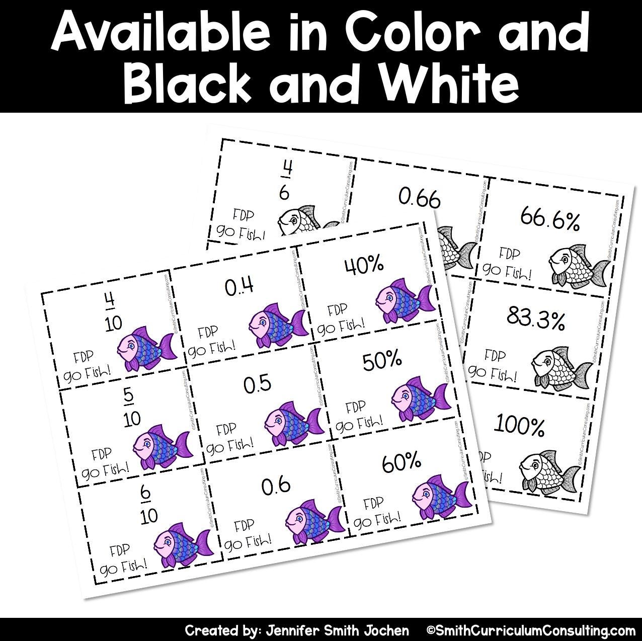 Converting Fractions Decimals and Percents Go Fish TEKS 6.2a Math Game ...