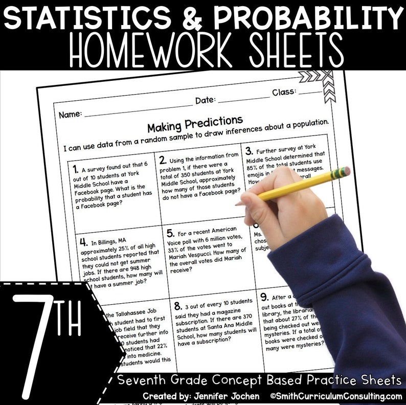 7th Grade Statistics Probability Homework Sheets - Practice Sheets Math ...