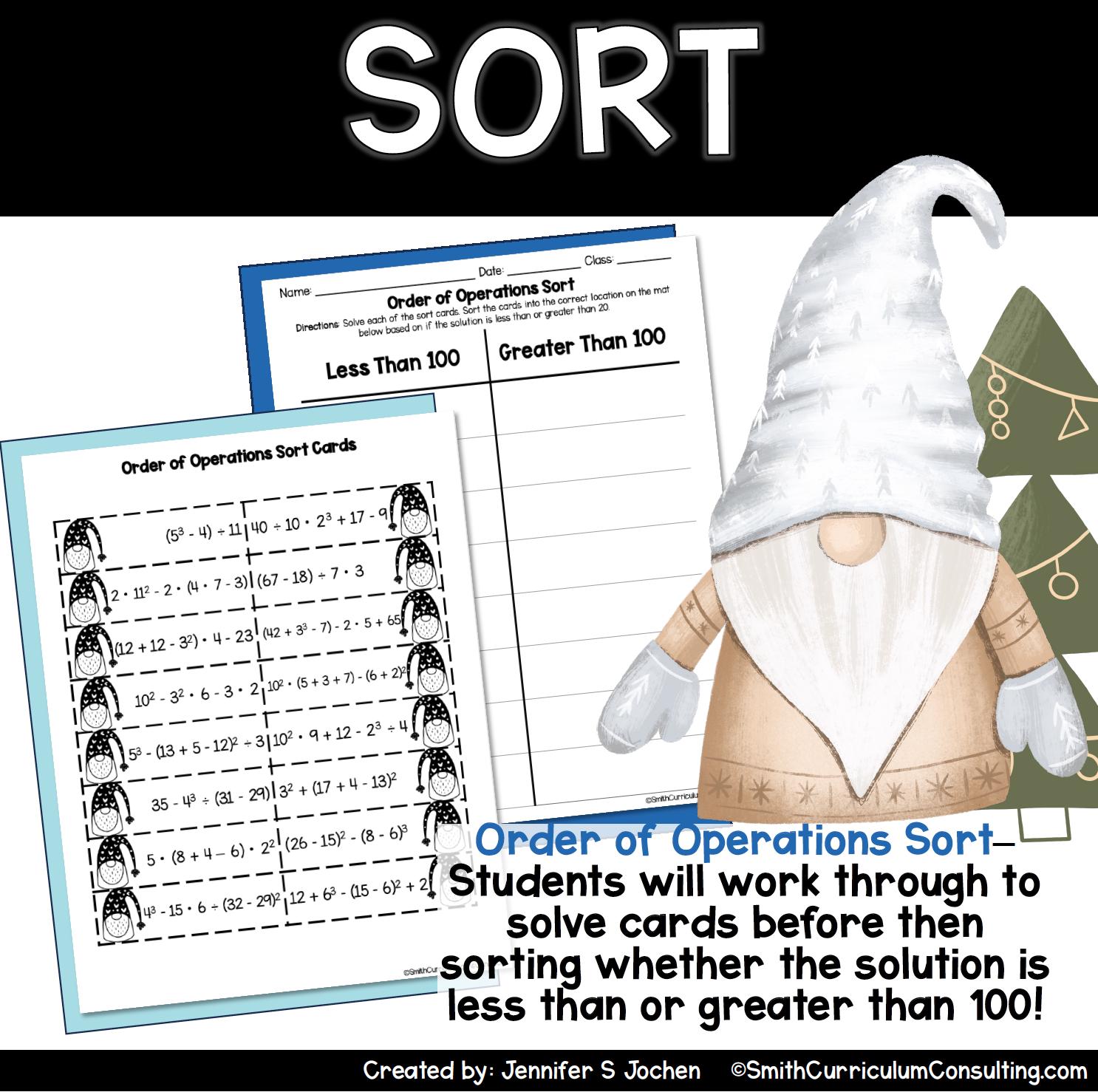 Winter Order of Operations Math: 6-8th Grade Worksheet (printable) - Etsy