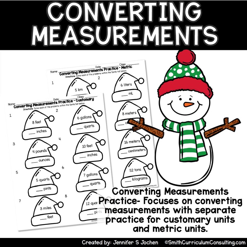 Christmas Math: Converting Measurements Practice (4th-5th Grade ...