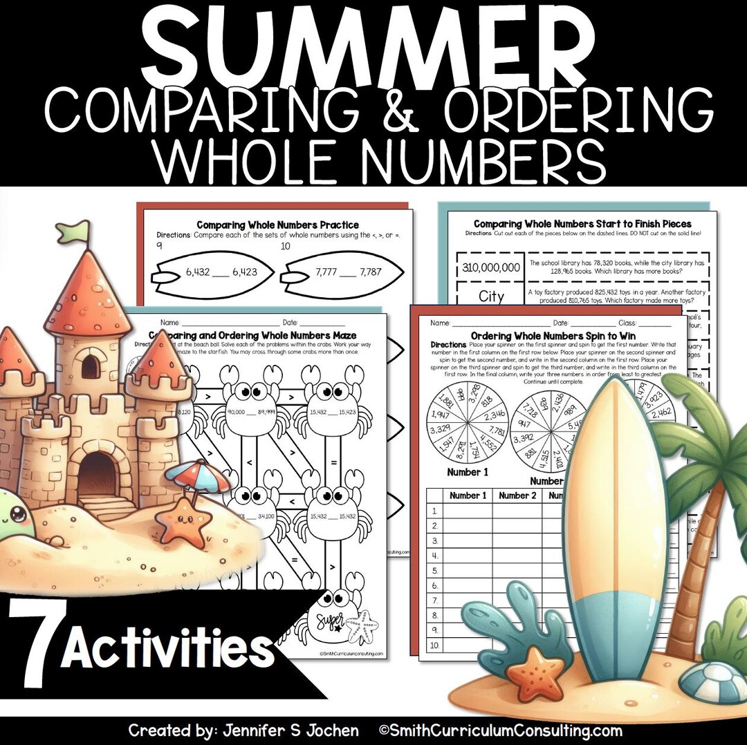 Summer Math: Comparing & Ordering Whole Numbers - 4th/5th Grade ...