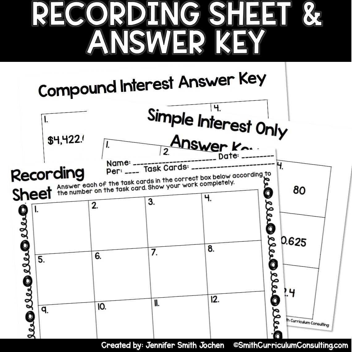 Simple and Compound Interest Task Cards TEKS 7.13e 8.12d 7th Grade 8th ...