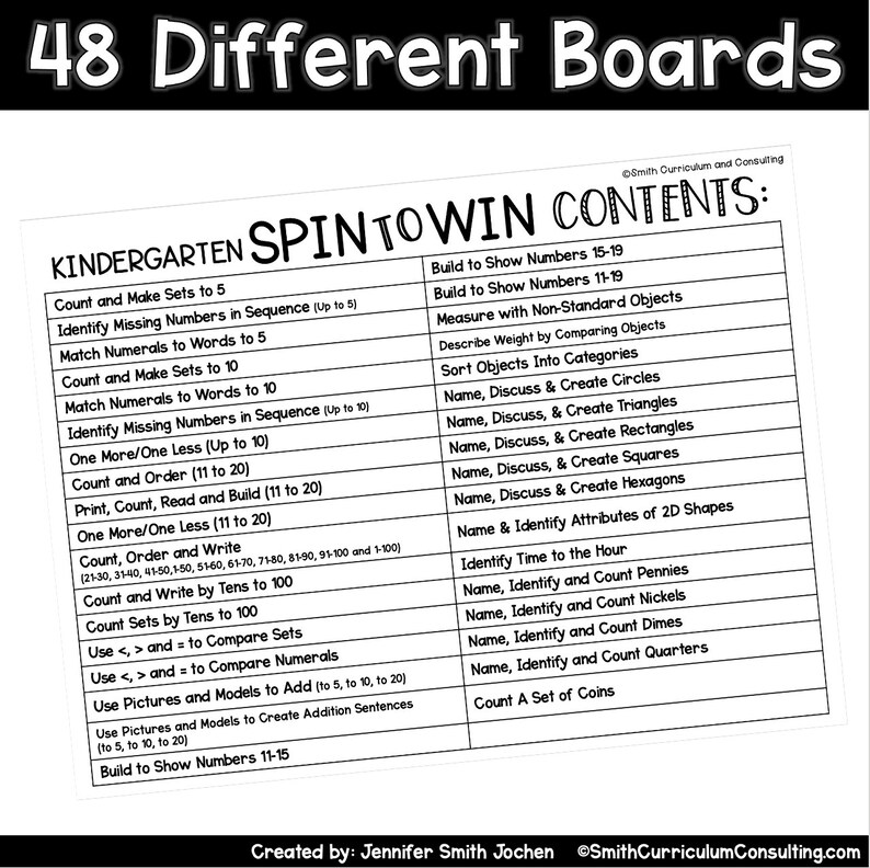 Kindergarten Spin to Win Math Centers: Full Year Activity - Etsy