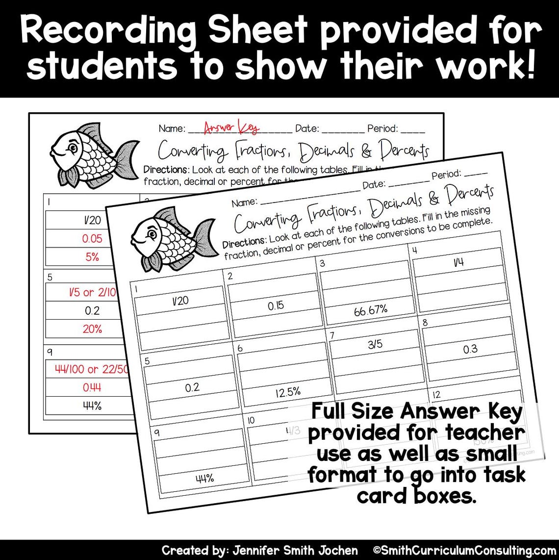 Converting Fractions Decimals and Percents Go Fish TEKS 6.2a Math Game ...