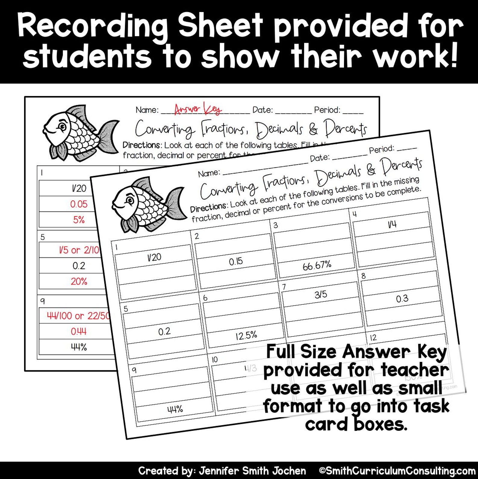 Converting Fractions Decimals and Percents Go Fish TEKS 6.2a Math Game ...