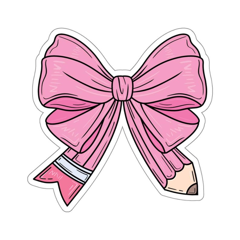Bow Stickers, Pink Pencil Sticker, Coquette, Planner Stickers, Cute ...