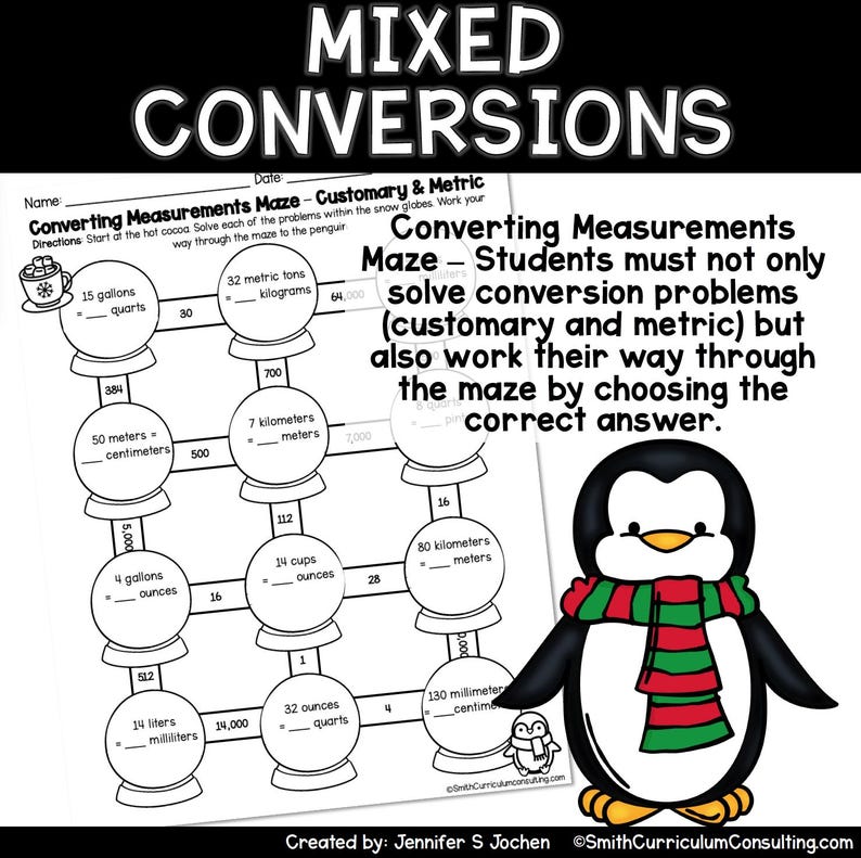 Christmas Math: Converting Measurements Practice (4th-5th Grade ...