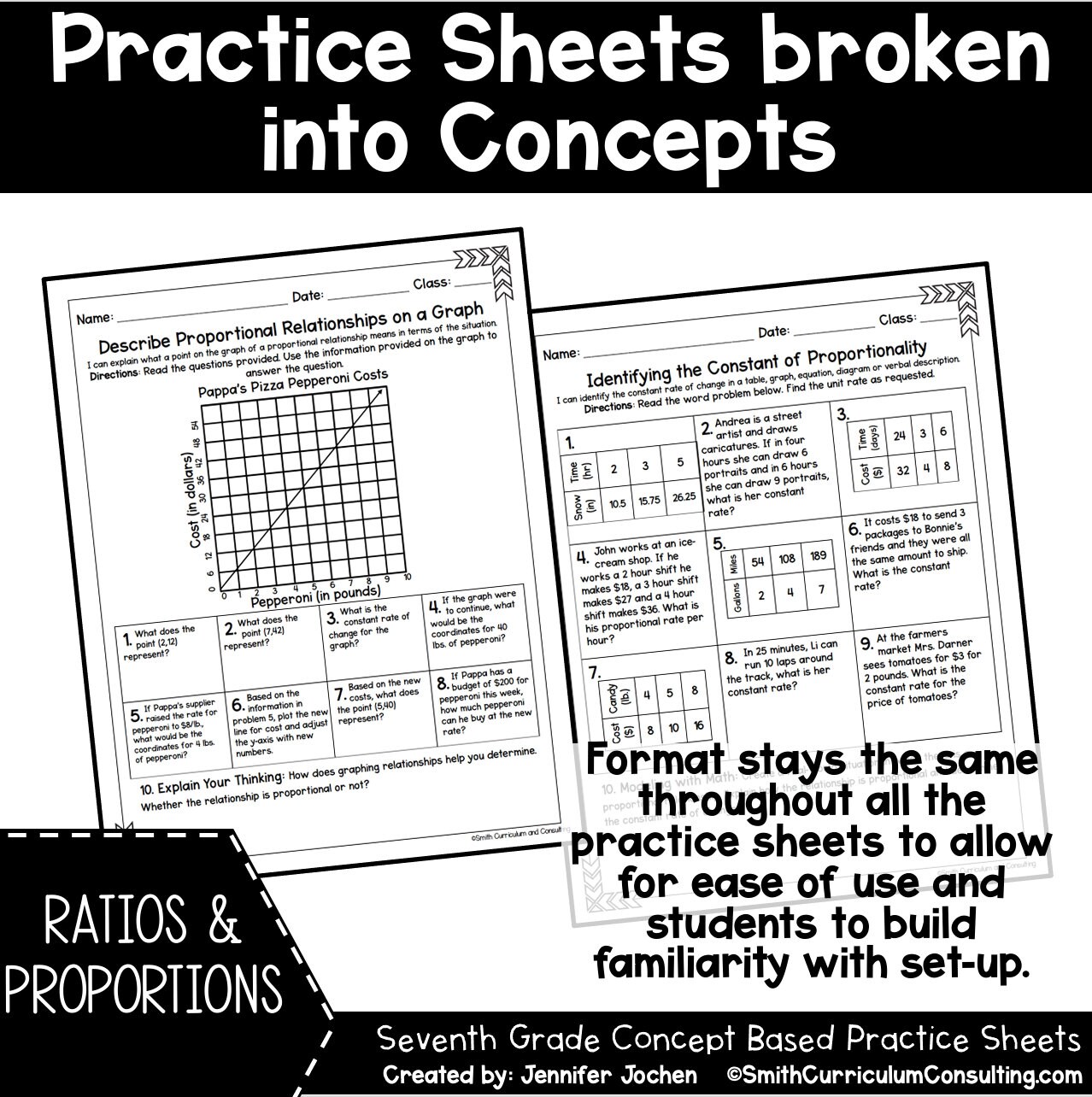 7th Grade Ratio Proportion Percent Homework Sheets - Practice Sheets ...
