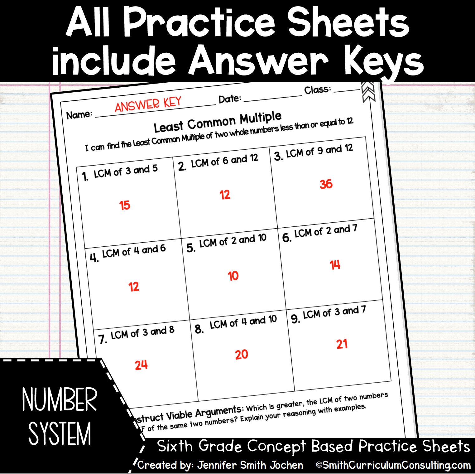 6th Grade Number Systems Homework Sheets Practice Sheets Math Worksheet ...