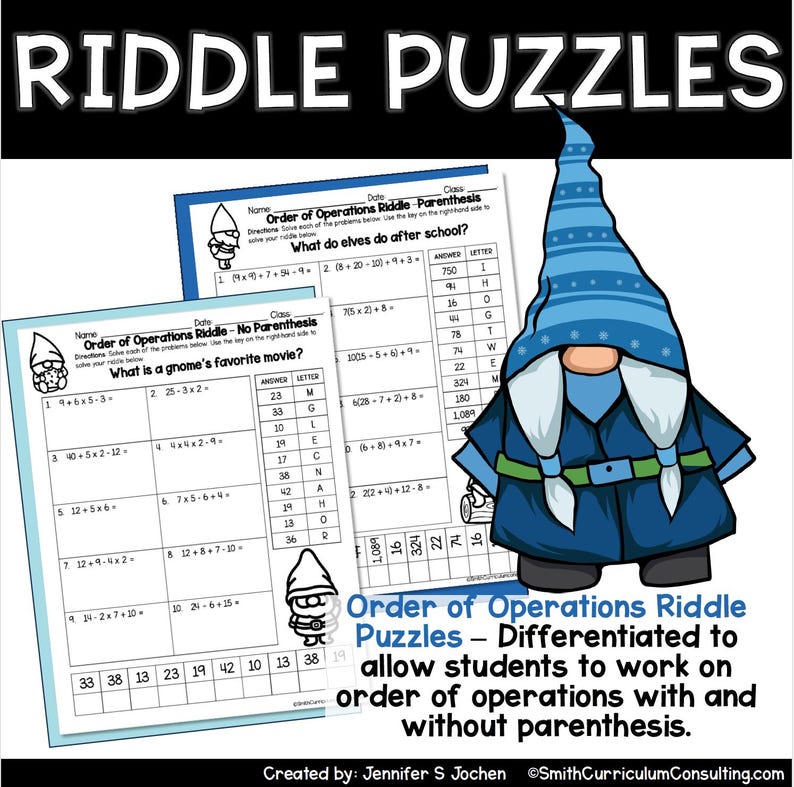 Winter Math Activity Order of Operations 4-5th Grade LOW PREP Worksheet ...