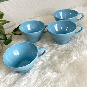 Mid Century Turquoise Blue Tea/coffee Cups - Etsy