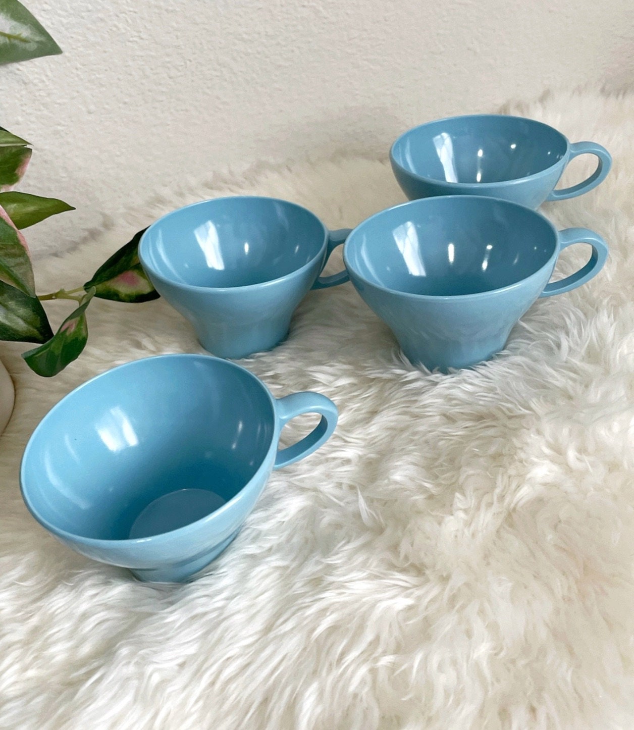 Mid Century Turquoise Blue Tea/coffee Cups - Etsy