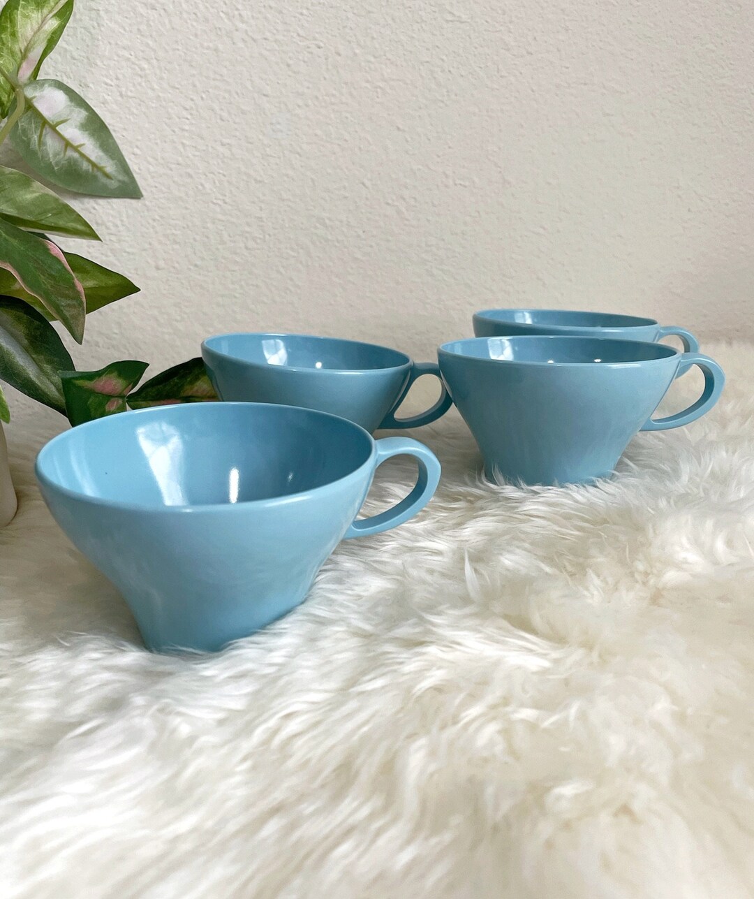 Mid Century Turquoise Blue Tea/coffee Cups - Etsy
