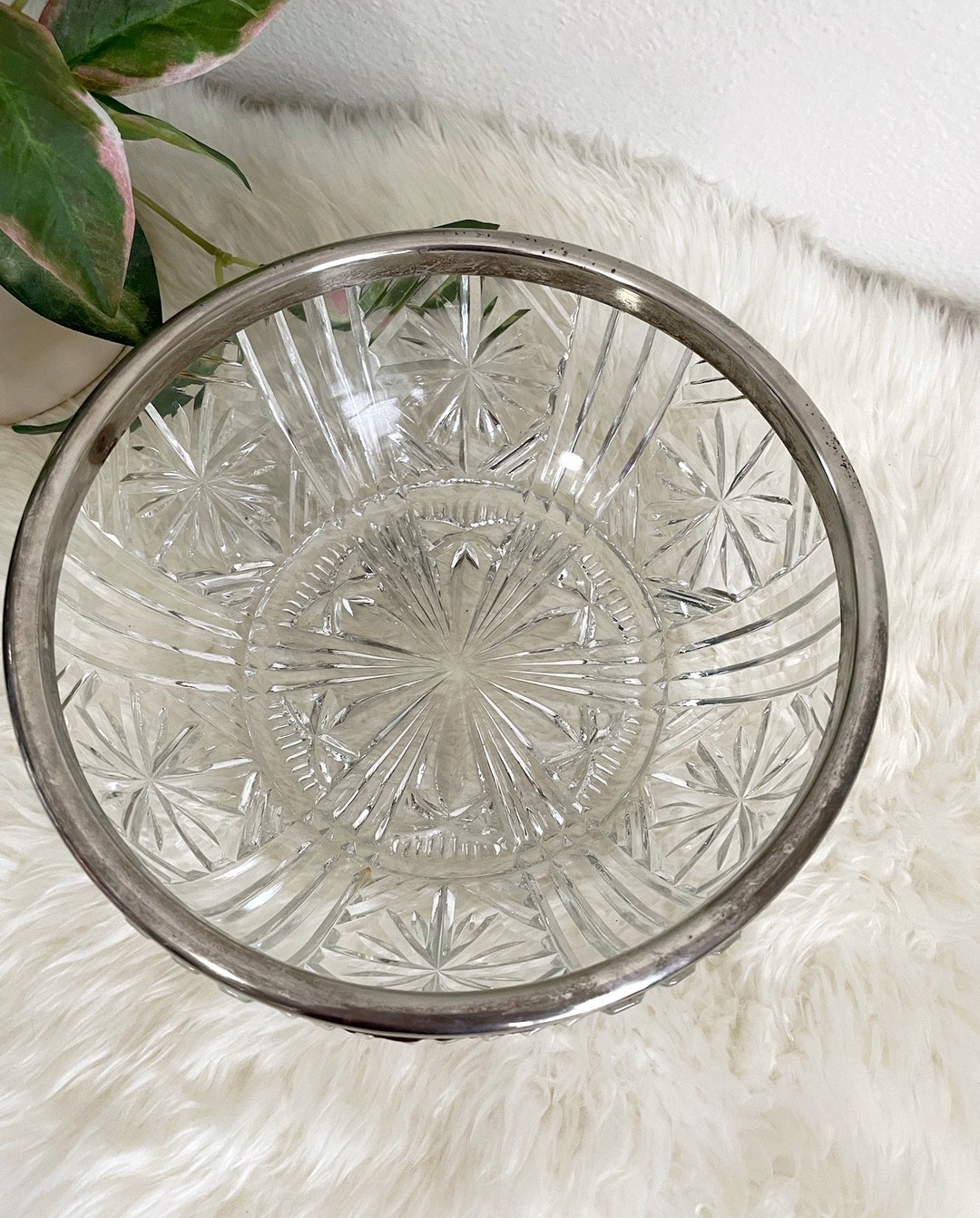 Vintage Crystal Bowl Silver Rim. Made in England. - Etsy