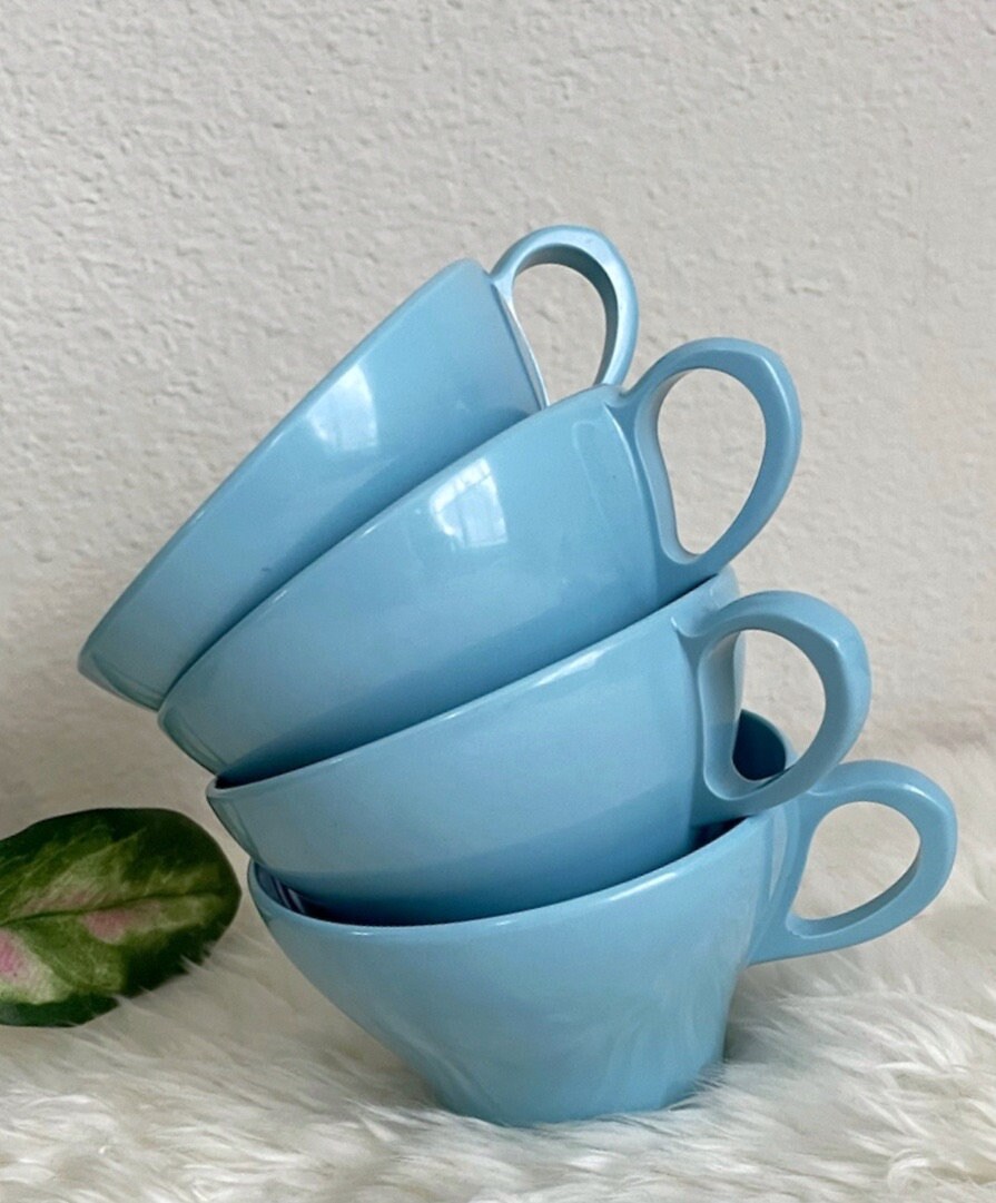 Mid Century Turquoise Blue Tea/coffee Cups - Etsy
