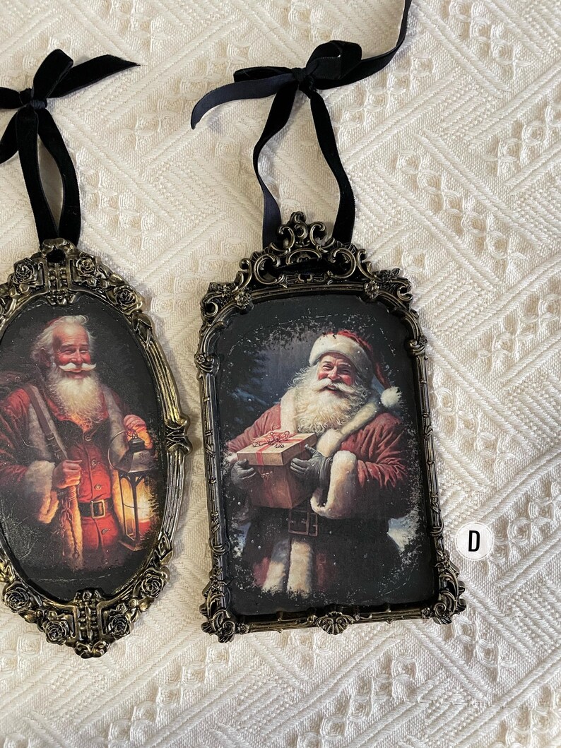 Moody Santa Frame. Large Dark Academia Ornament. Vtg Aesthetic Santa ...