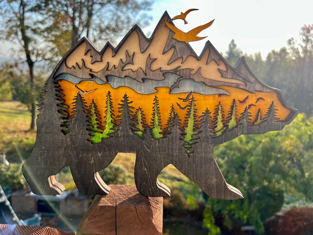 Rustic 3D Bear Wood Wall Art - Nature-inspired Cabin Decor ...