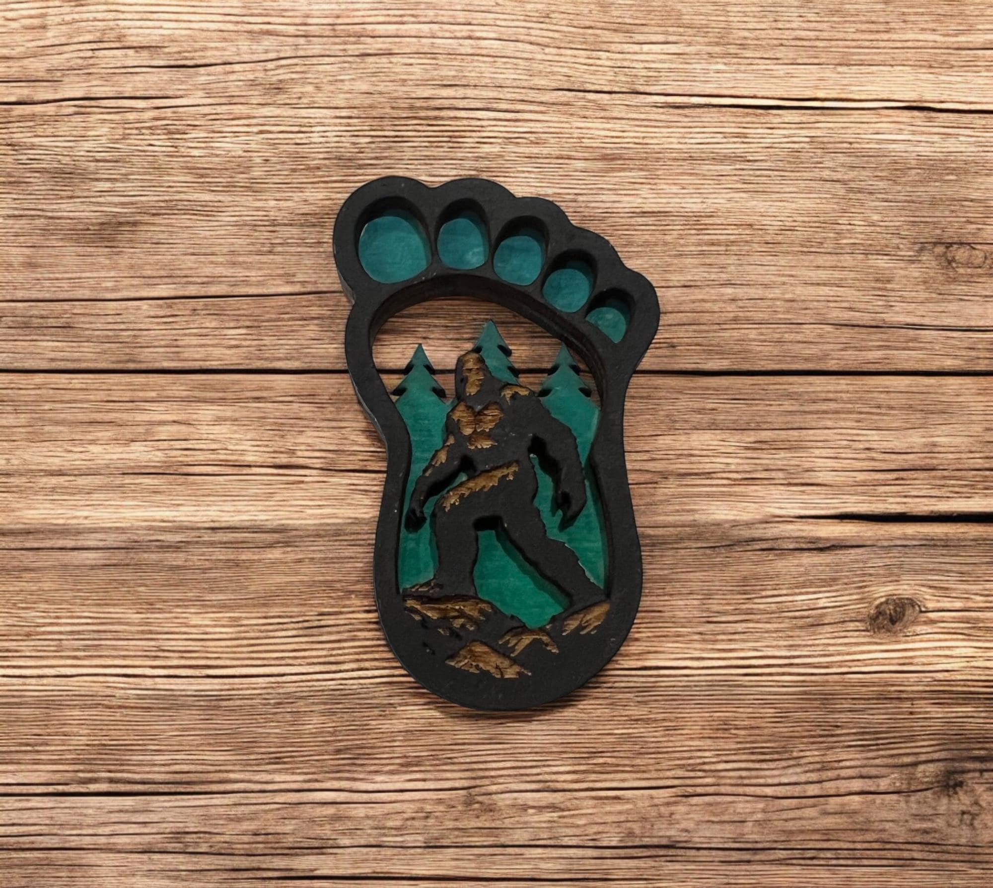 Handcrafted Wooden Bigfoot Keychains & Magnets: Laser-engraved ...