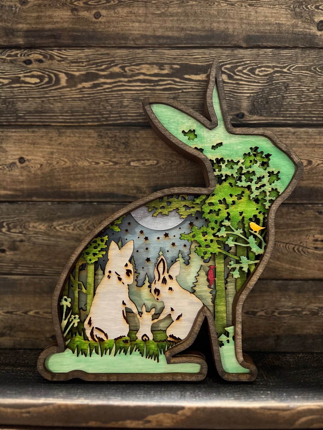 Layered Wooden Rabbit Wall Art Adorable Handcrafted Nursery Decor and ...