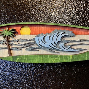 Laser-engraved Wooden Surfboard Wall Art: Coastal Beach House Decor for ...