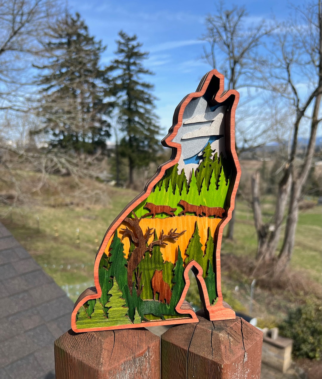 Rustic Howling Coyote Wood Wall Art - Handcrafted Cabin Decor From ...