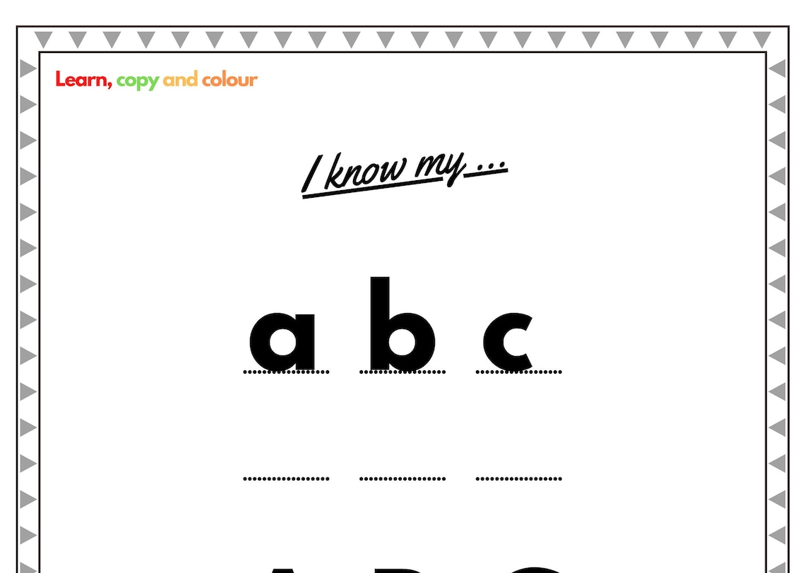 Daycare Printable Worksheet - I Know My Abcs - Etsy