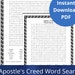 Apostles' Creed Word Search Printable Christian Game Instant Download ...