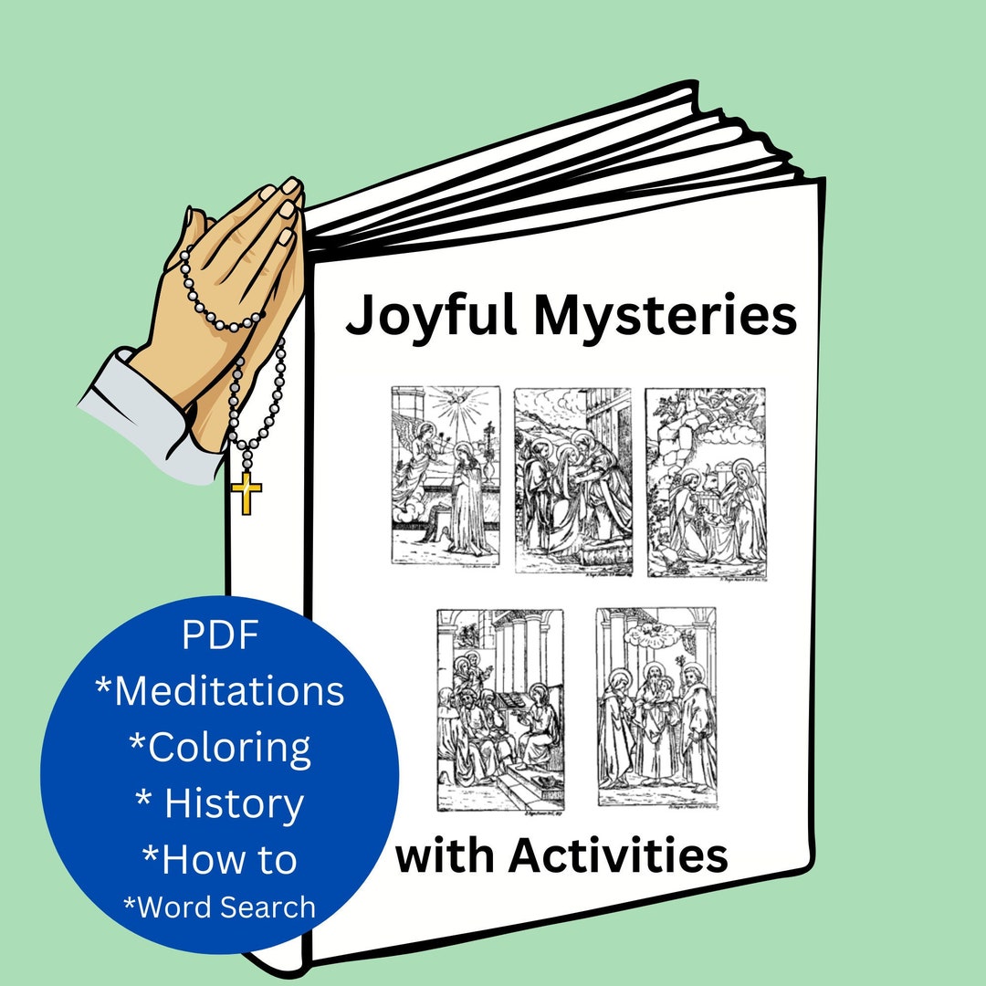 Joyful Mysteries Rosary Bundle -word Search, Vintage Coloring Pages ...
