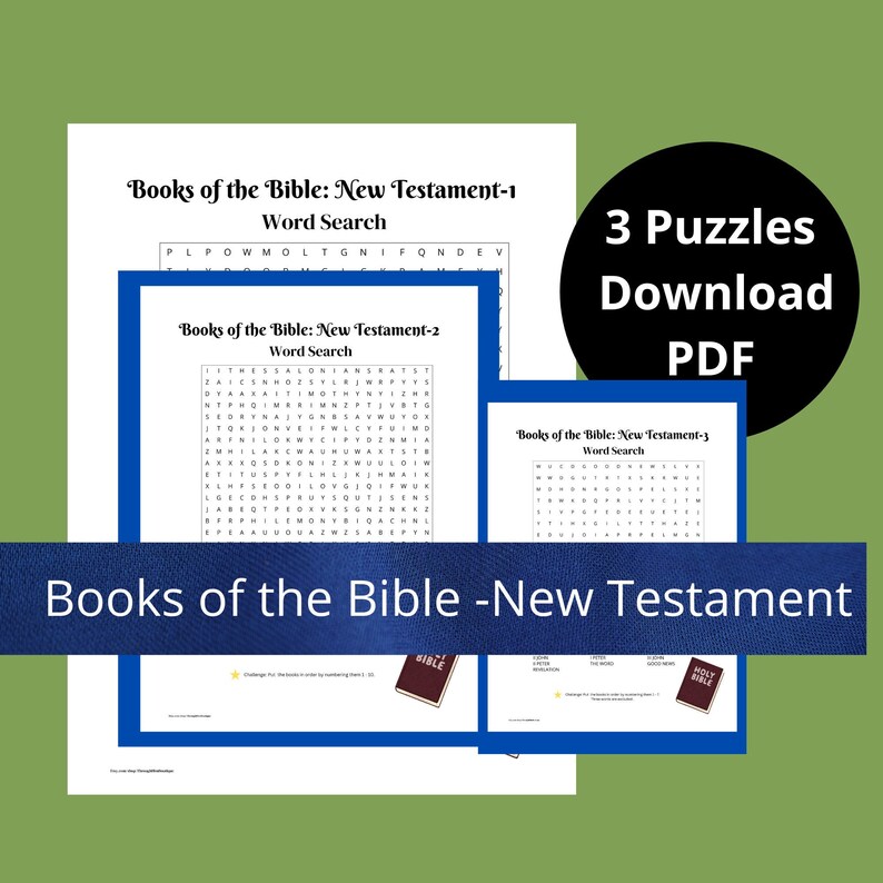 Books of the Bible - New Testament Word Search - 3 Puzzles - Plus ...
