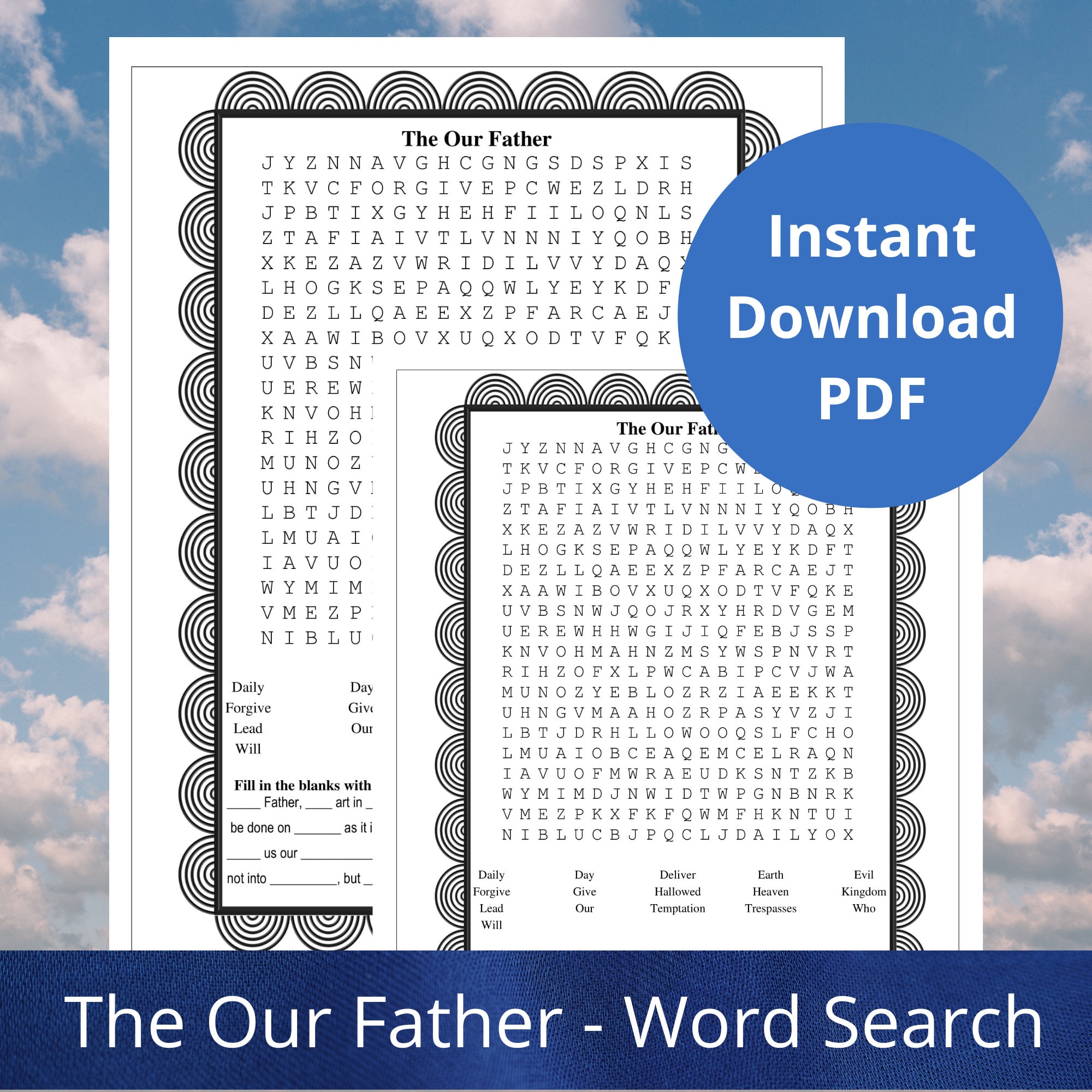 The Lord's Prayer Word Search | Our Father Instant Download Printable ...