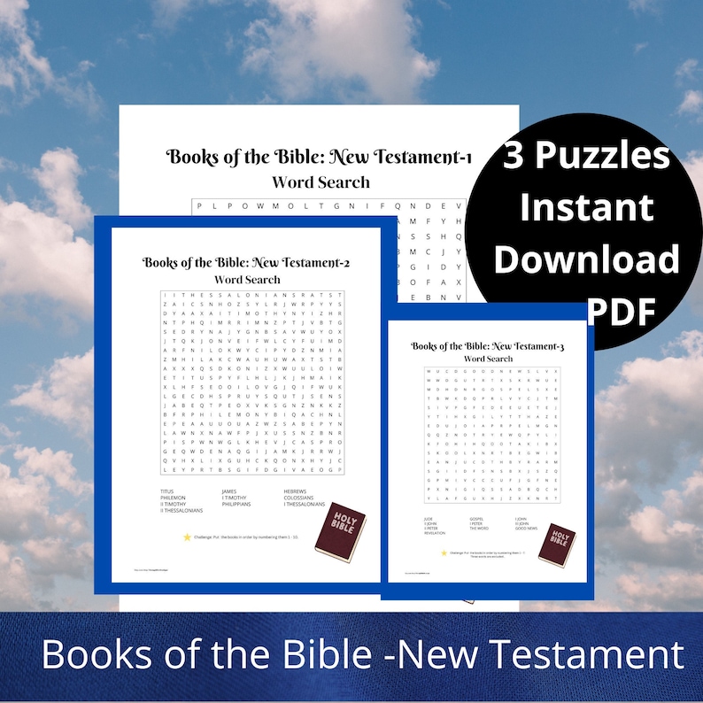 Books of the Bible - New Testament Word Search - 3 Puzzles - Plus ...