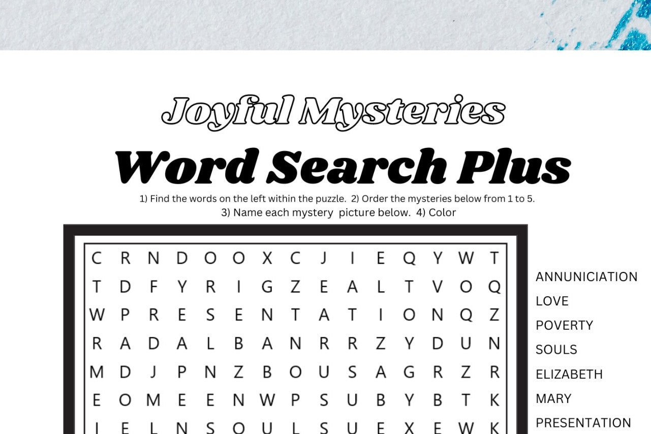 Joyful Mysteries Word Search | Rosary Word Search Instant Download ...