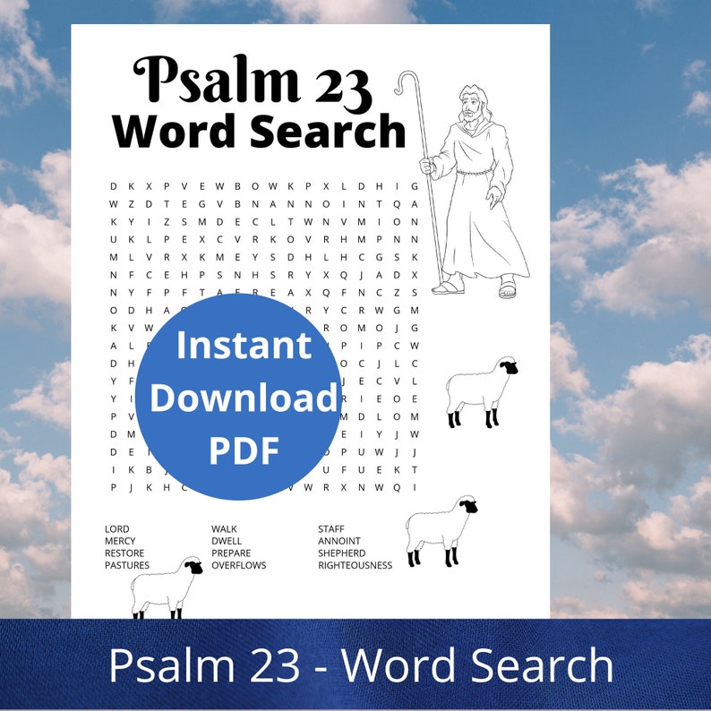 Psalm 23 Word Search | the Lord is My Shepherd Instant Download ...