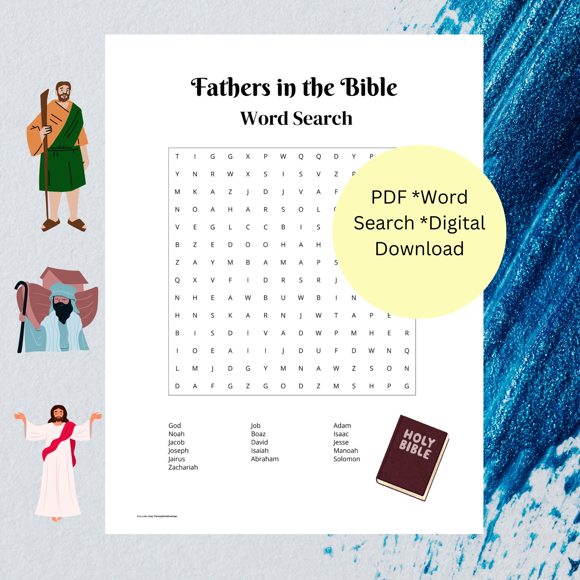Fathers in the Bible Word Search | Bible Word Search Printable | Father ...