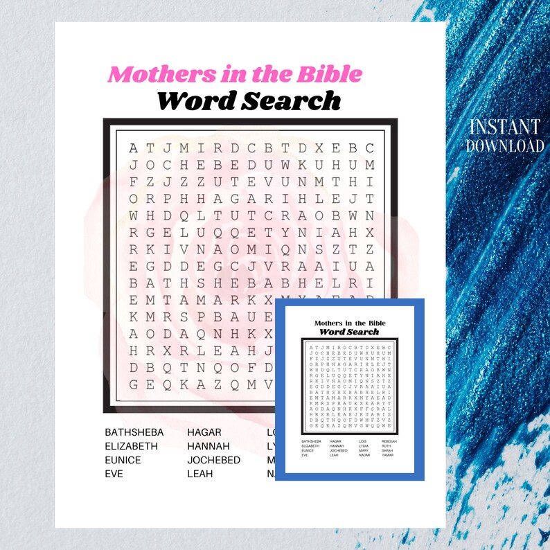 Mothers in the Bible Word Search Bible Word Search Printable - Etsy