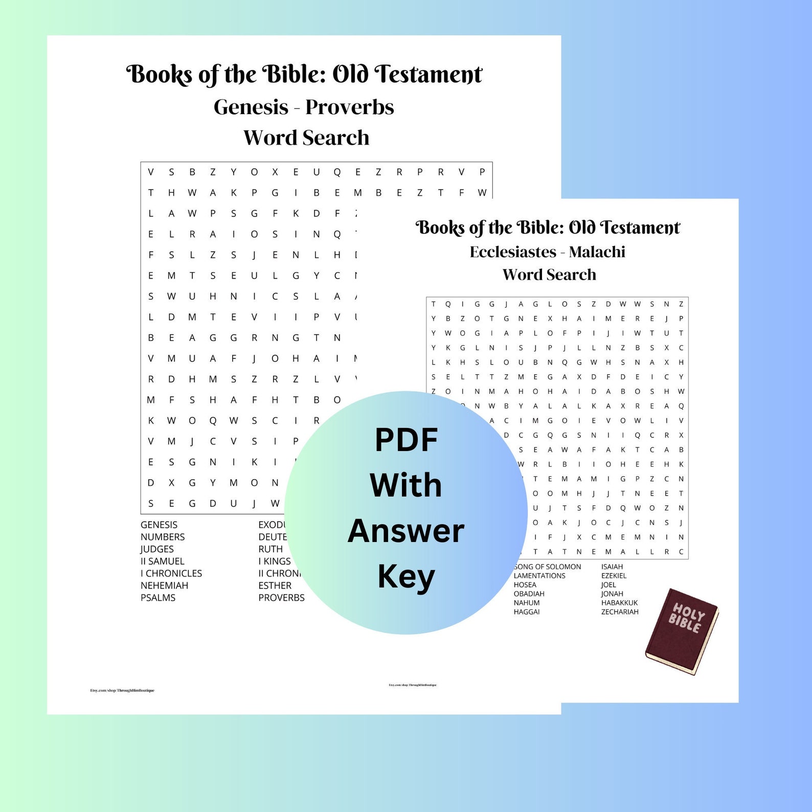 Books of the Bible Old Testament Word Search - Etsy