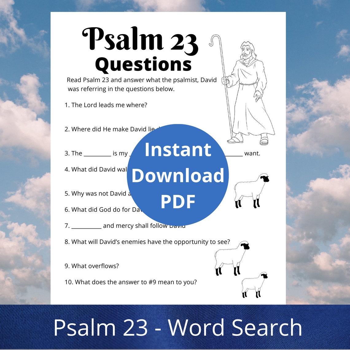 Psalm 23 Word Search the Lord is My Shepherd Instant Download Printable ...