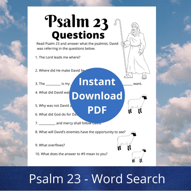 Psalm 23 Word Search | the Lord is My Shepherd Instant Download ...