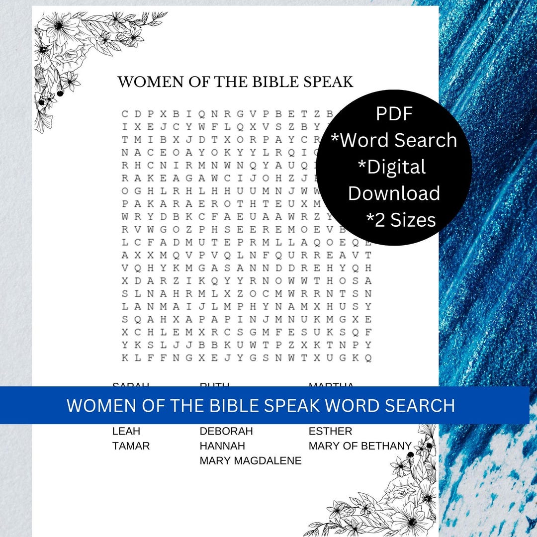 Women of the Bible Speak Word Search Printable Christian Game Instant ...