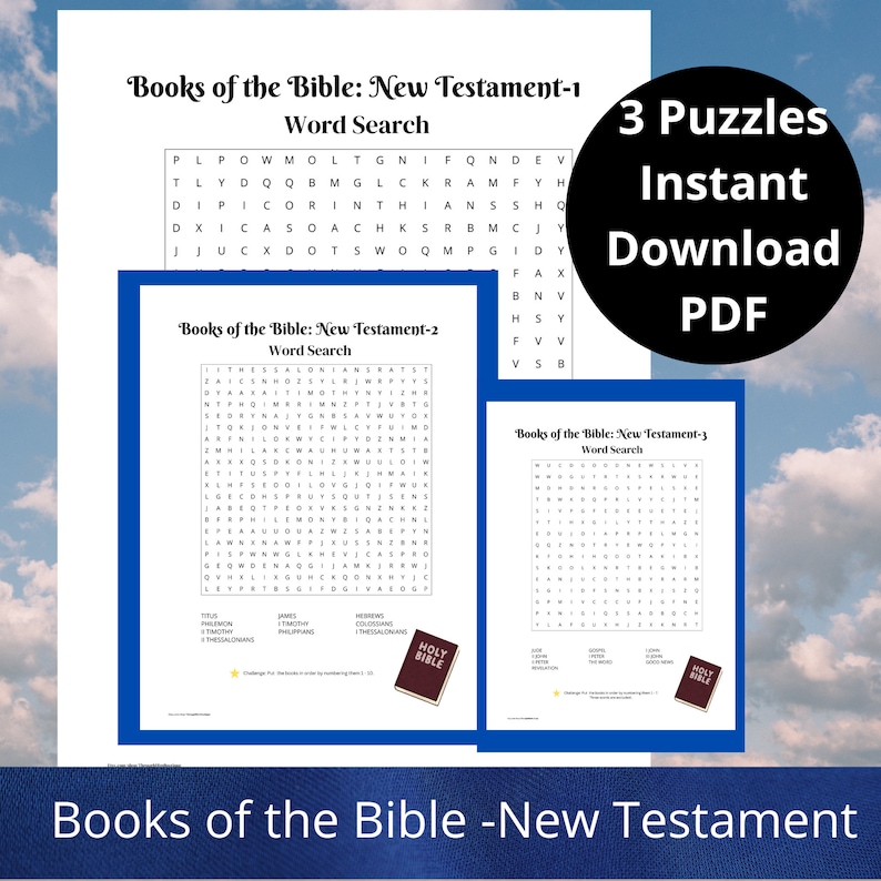 Books of the Bible - New Testament Word Search - 3 Puzzles - Plus ...