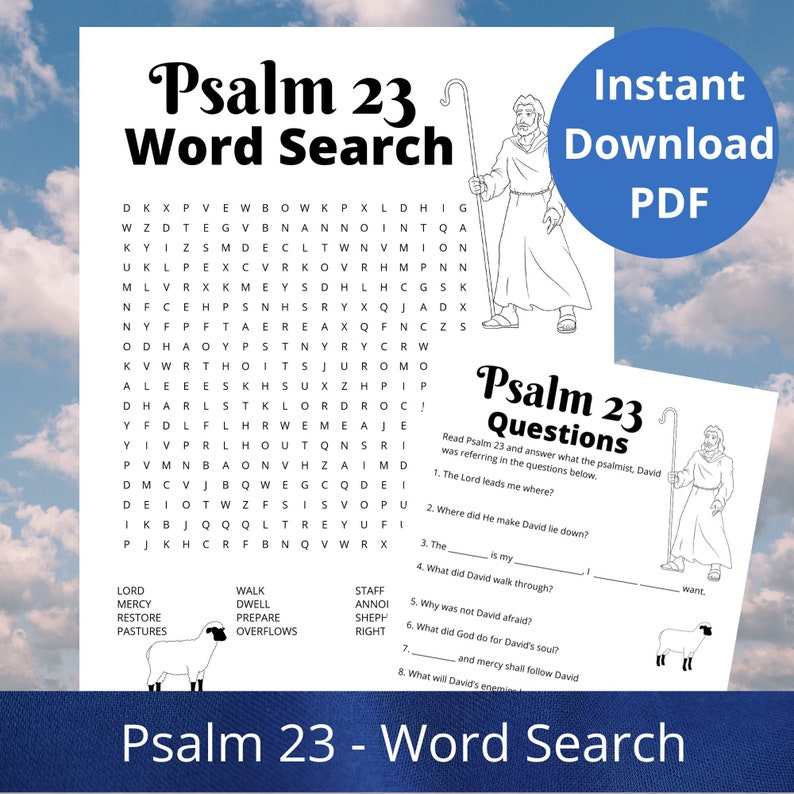 Psalm 23 Word Search | the Lord is My Shepherd Instant Download ...