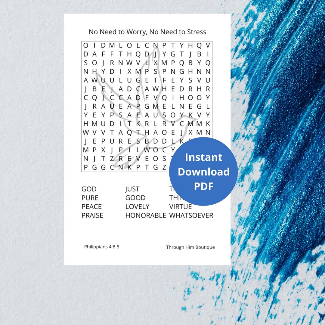 Bible Verse Word Search |no Need to Worry, No Need to Stress Instant ...