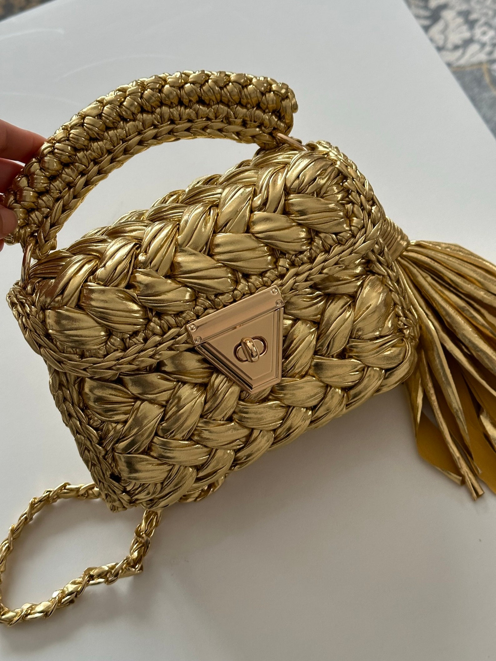 Gold Metallic Bag, Handmade Metallic Bag, Designer Bag, Luxury Bag ...