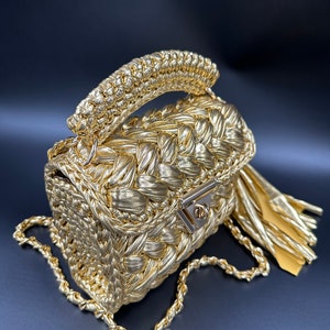Gold Metallic Bag, Handmade Metallic Bag, Designer Bag, Luxury Bag ...