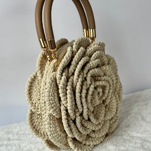 Beige Rose Bag, Ruffled Chic Bag, Flower Rose Bag, Colourful Woman Bag ...