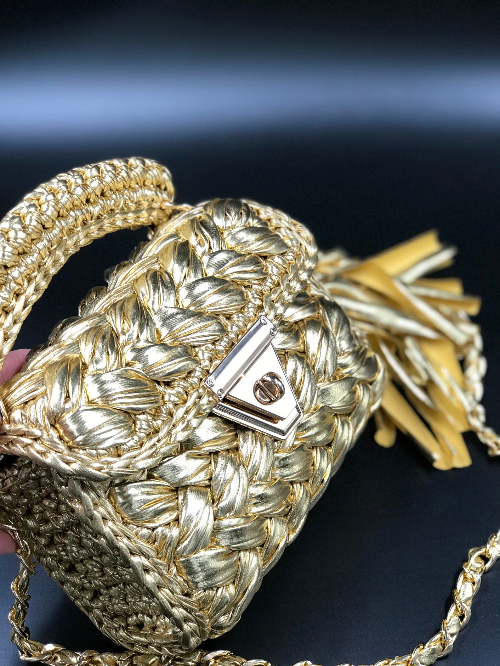 Gold Metallic Bag, Handmade Metallic Bag, Designer Bag, Luxury Bag ...